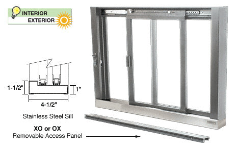 Self-Closing Deluxe Sliding Service Window - Sill, Half-Track or Full-
